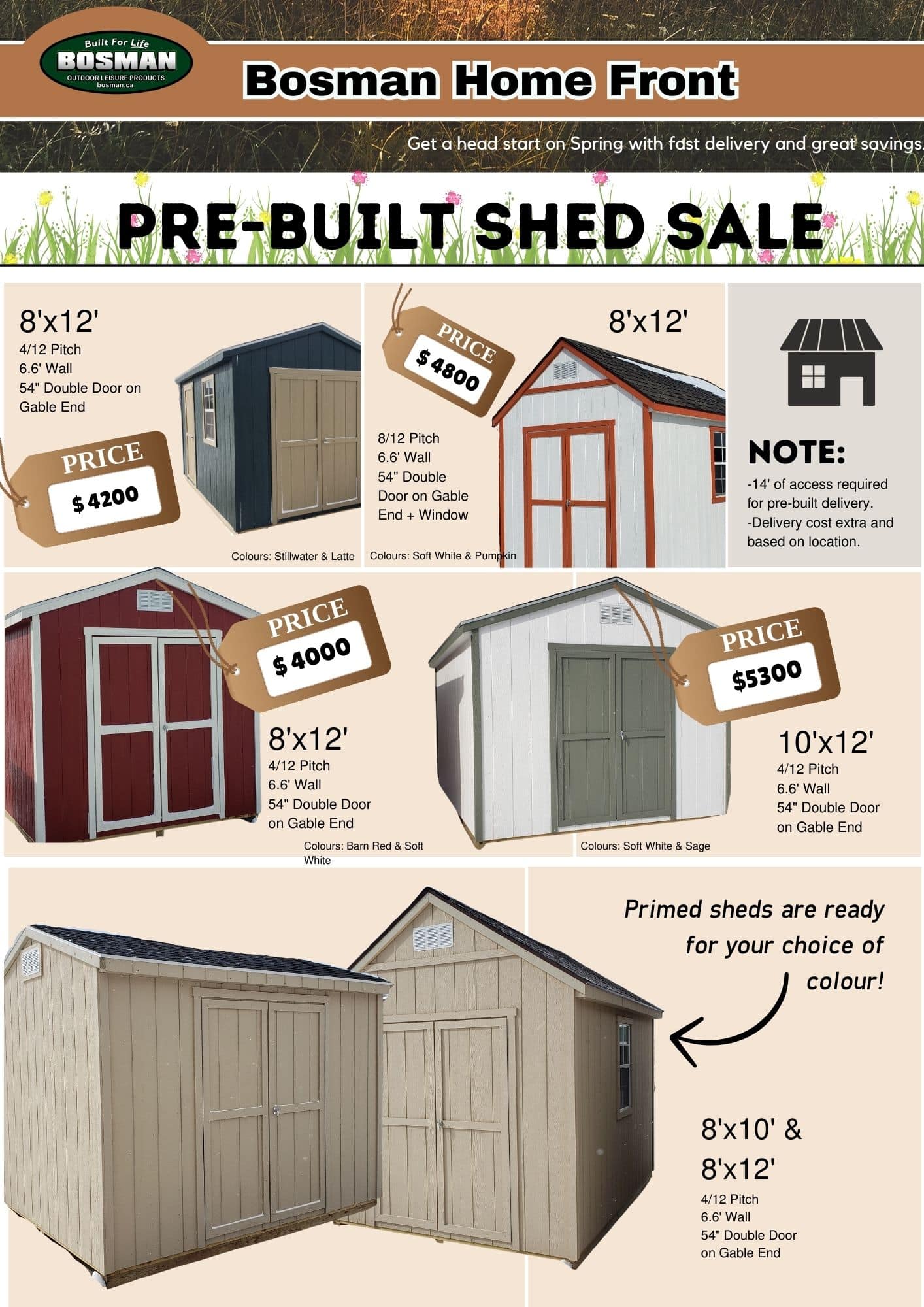 Pre-Built Shed Spring Sale - Bosman
