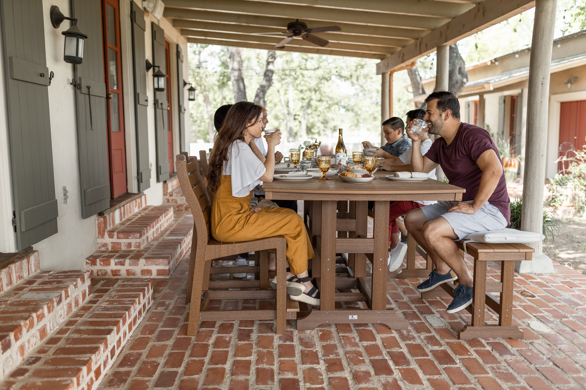 Garden Classic Counter Height Table with Bench and Bristol Chairs - Bosman